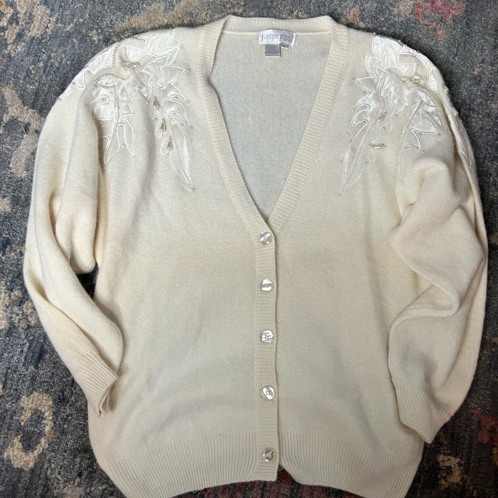 Vintage, Justine Todd Angora Wool Beaded Sweater - Gem